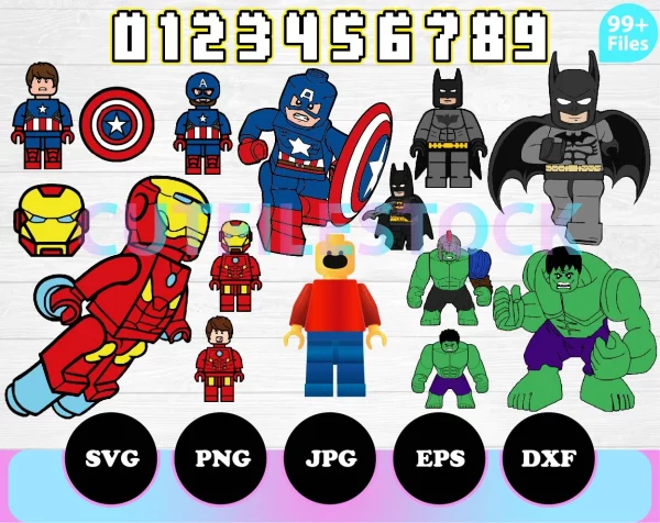Lego Super Heros SVG Files Bundle, Marvel characters Svg Cricut